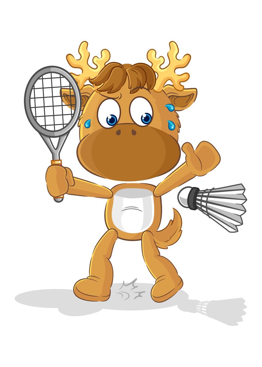 'Moose playing badminton' Poster by DianeFFlower | Displate