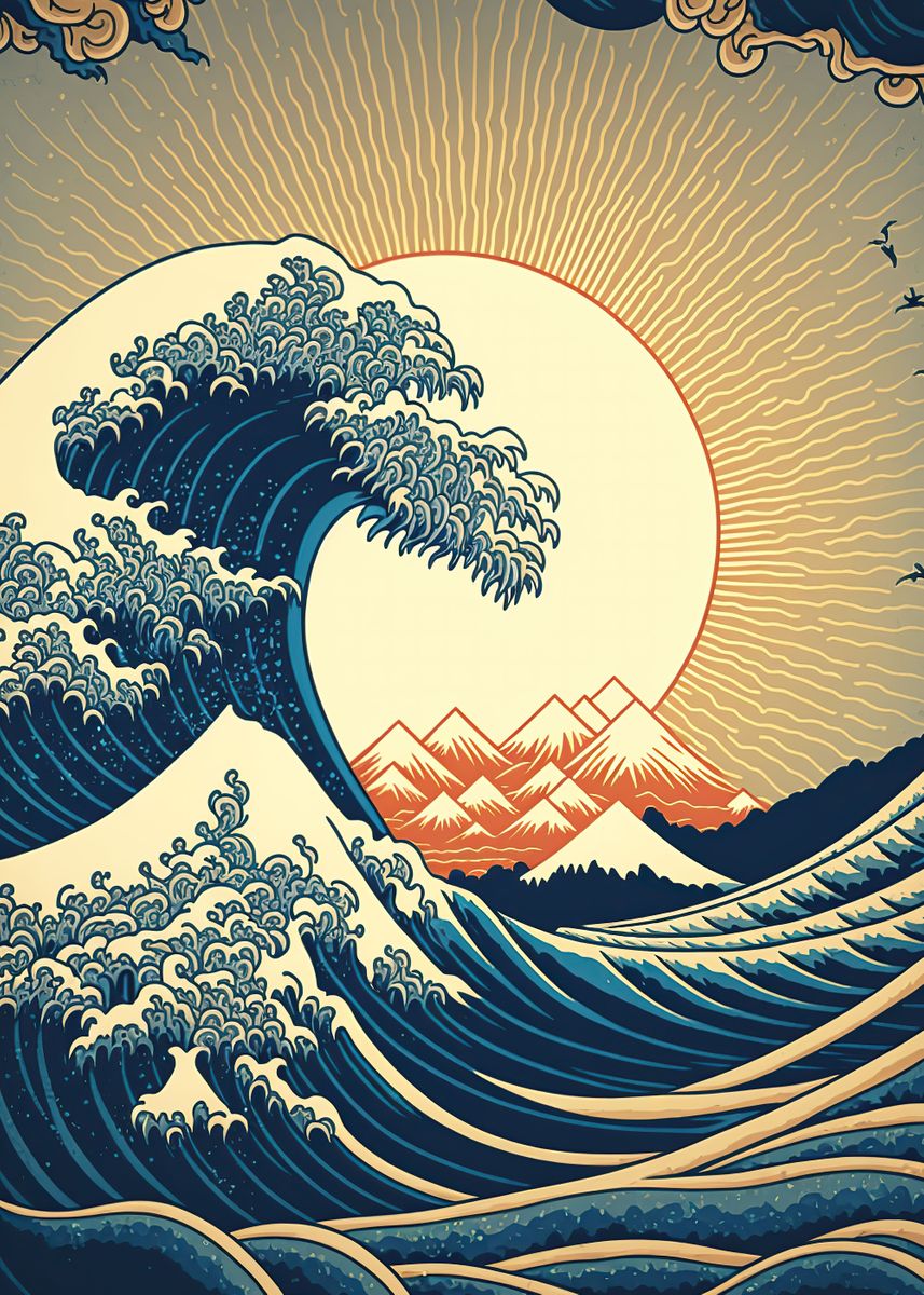 'The Great Wave' Poster, picture, metal print, paint by Minimalist ...