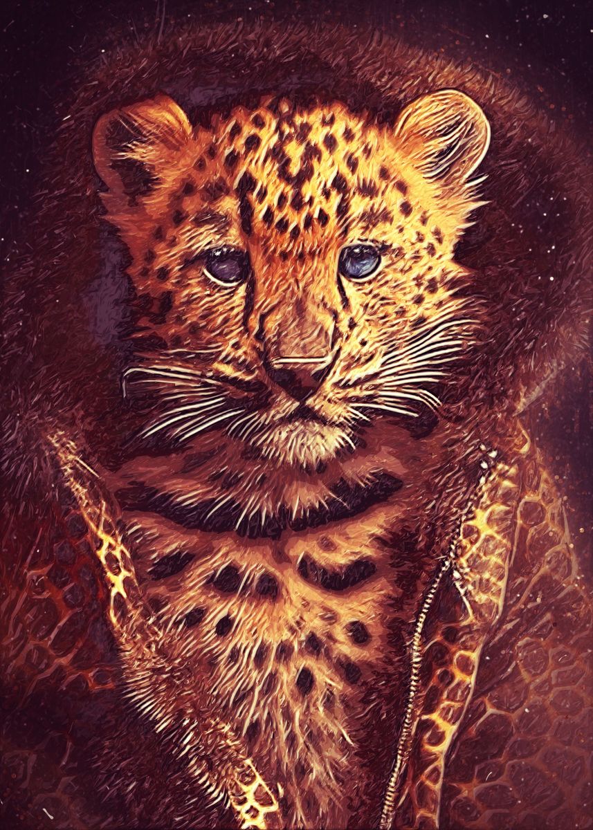 'Cute Baby Leopard 003' Poster by worlanyo worlanyo | Displate