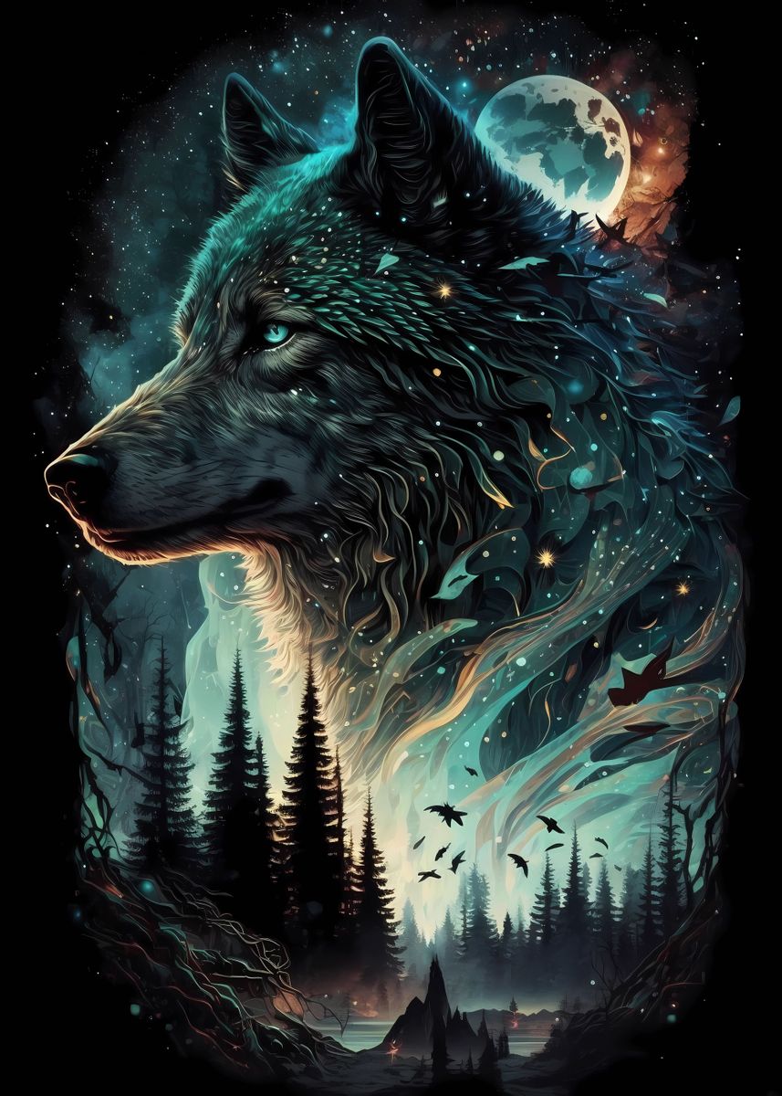 'Wolf Engaging' Poster, picture, metal print, paint by Amely Home ...