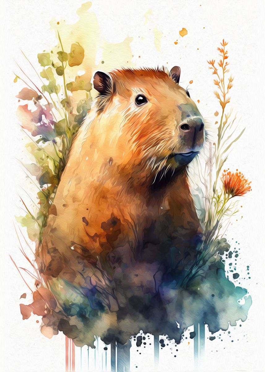 'Capybara' Poster, picture, metal print, paint by Sabiqul Fahmi | Displate