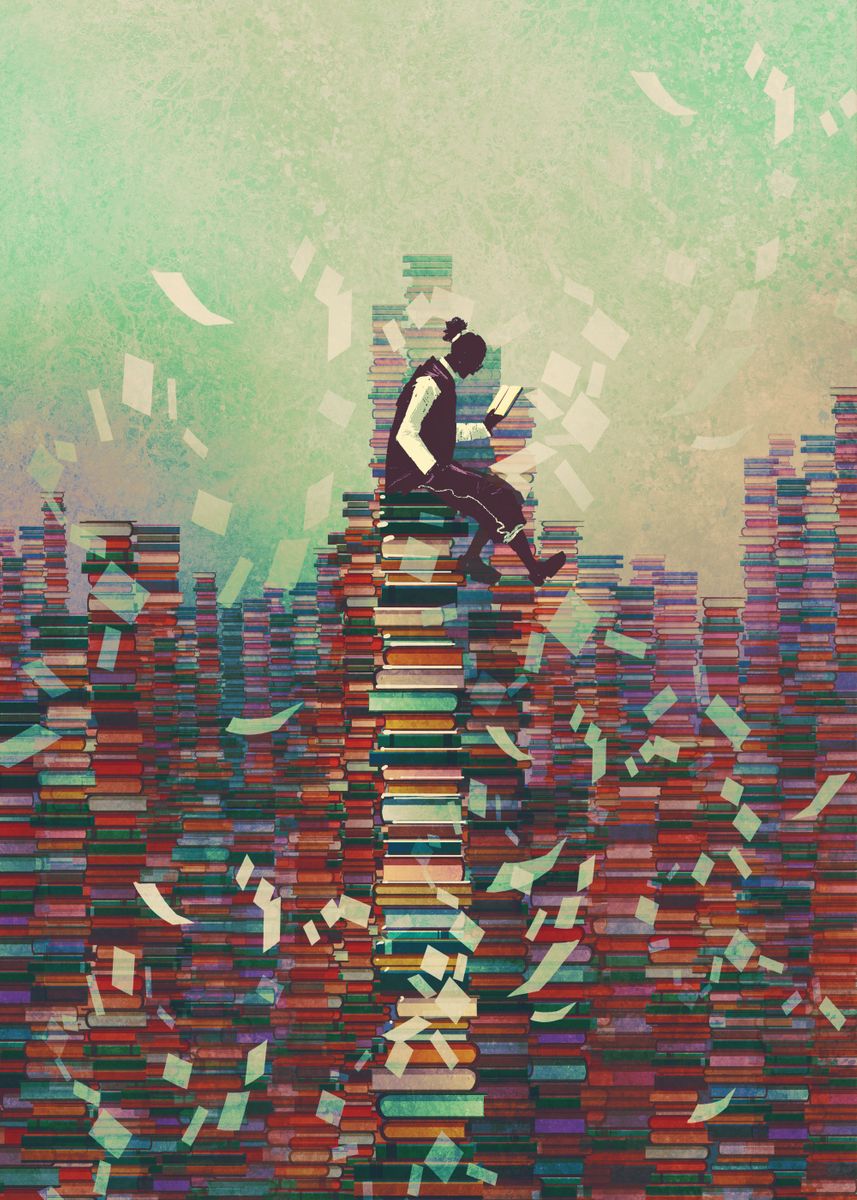 'Man reading book' Poster, picture, metal print, paint by Color Art ...