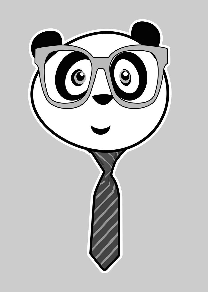 'Panda Nerd Black White' Poster, picture, metal print, paint by ...