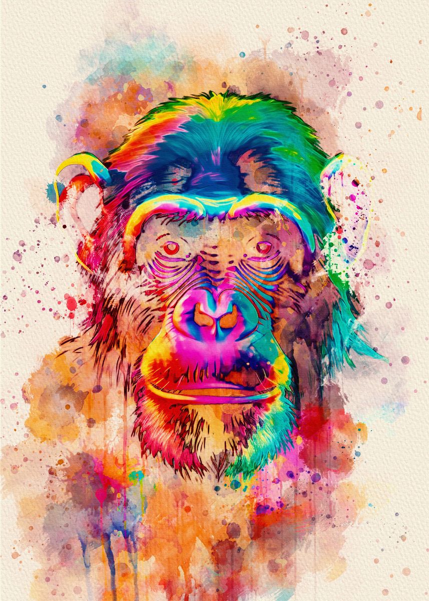 'Chimpanzee colorful' Poster by kun bin | Displate