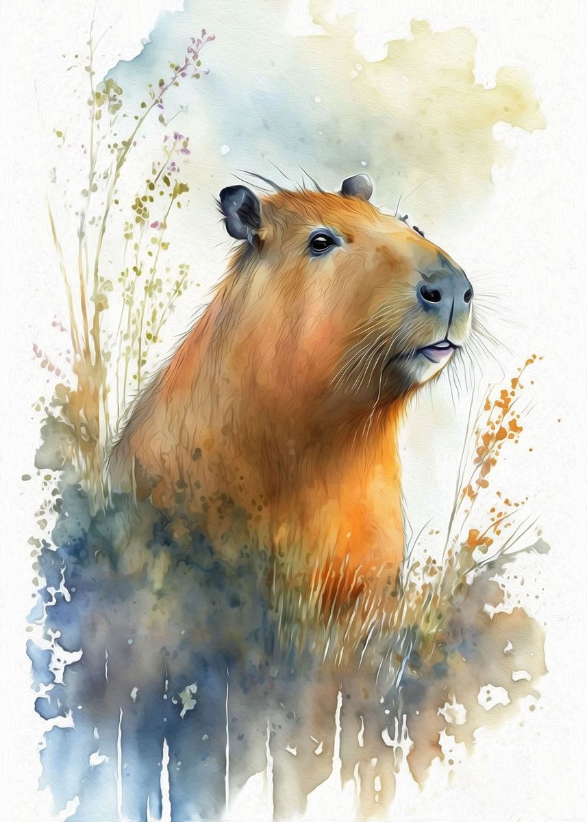 'Capybara' Poster, picture, metal print, paint by Sabiqul Fahmi | Displate