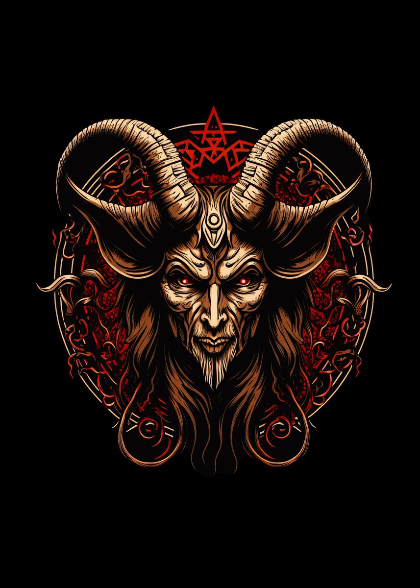 'Baphomet Satan Demon Horns' Poster, picture, metal print, paint by ...