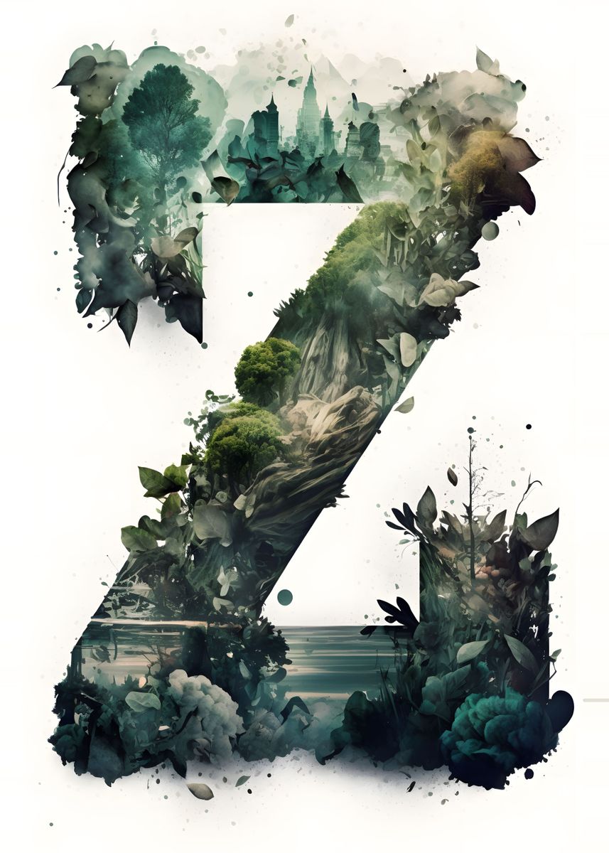 'Letter Z Double Exposure' Poster, picture, metal print, paint by ...