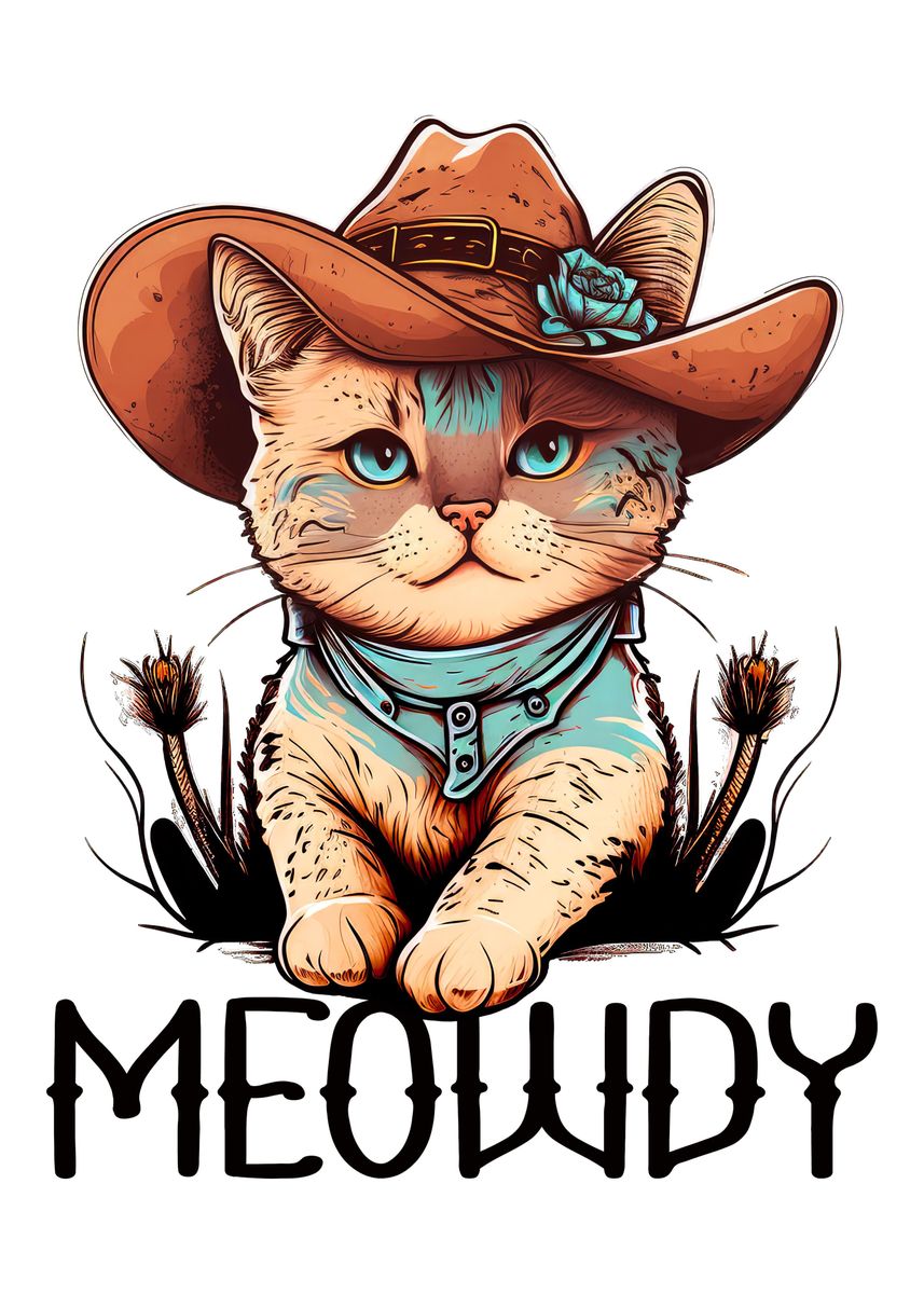 'Meowdy Cat Cowboy Kitten' Poster by royalsigns | Displate