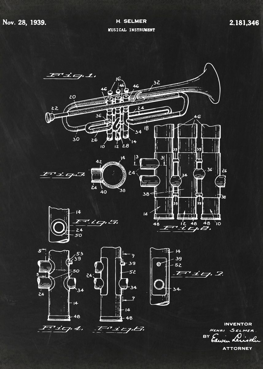 'Musical Instrument patent ' Poster, picture, metal print, paint by ...