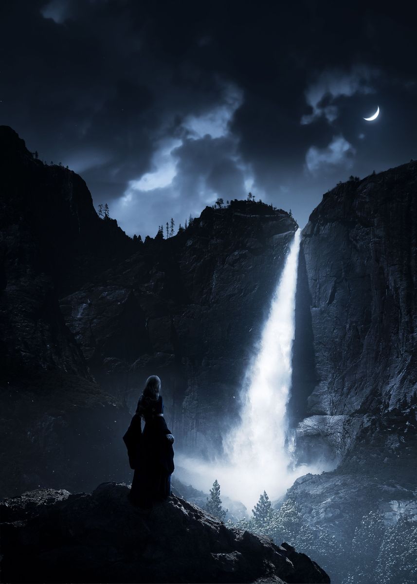 'The charm of the waterfall' Poster, picture, metal print, paint by ...