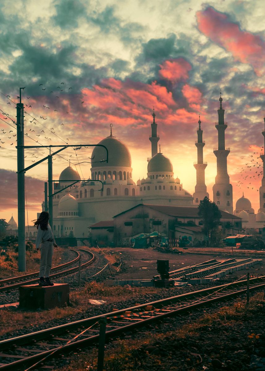 'Beautiful sunset mosque' Poster by Septianba | Displate