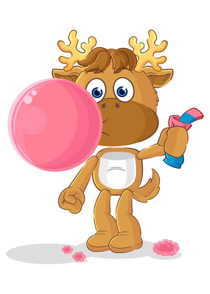 'Moose chewing gum' Poster, picture, metal print, paint by DianeFFlower ...