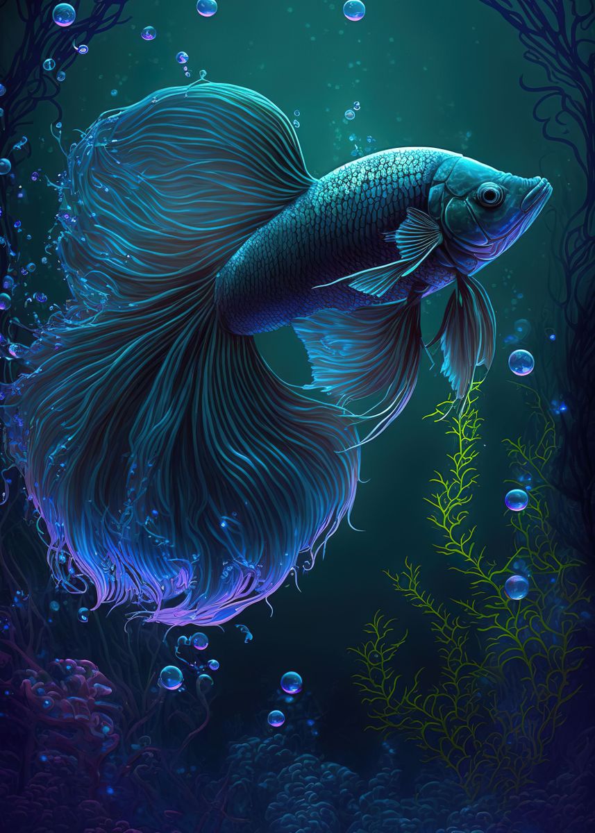 'betta fish colorful' Poster, picture, metal print, paint by Jena ...