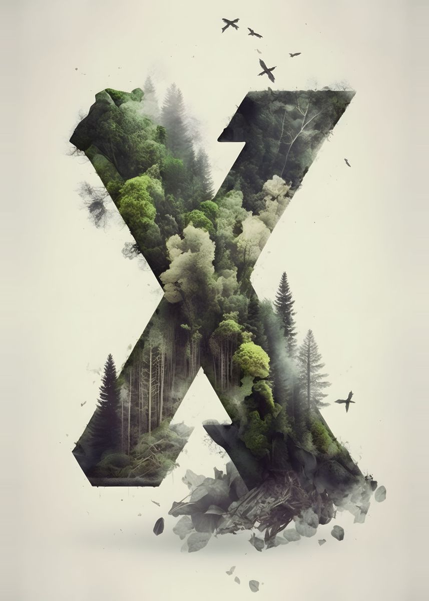 'Letter X Double Exposure' Poster, picture, metal print, paint by ...