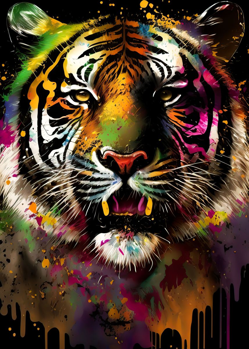 'Tiger colorful animal' Poster, picture, metal print, paint by Ana ...