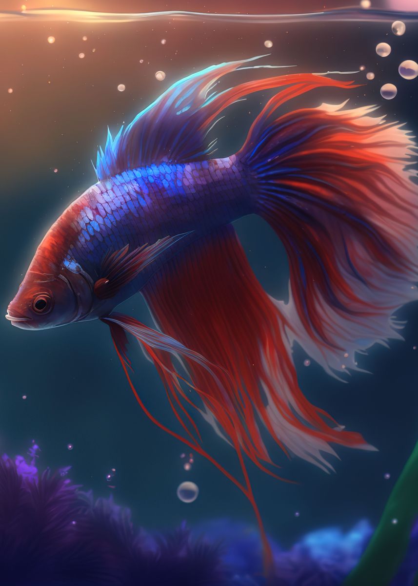 'Cute Betta Fish' Poster, picture, metal print, paint by MAD SPACE ...