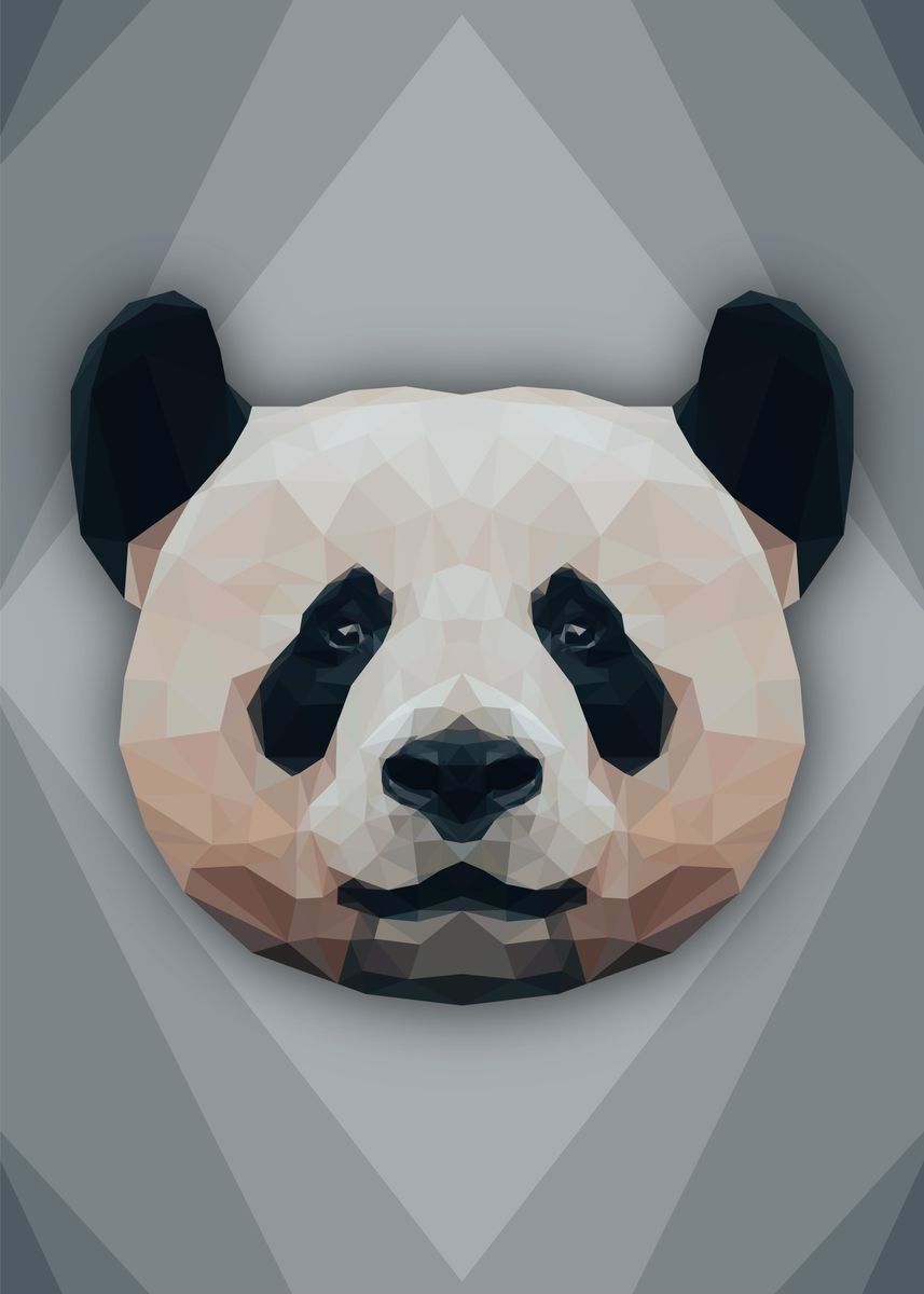 'Low Poly Giant Panda Head' Poster by Erin Campbell | Displate