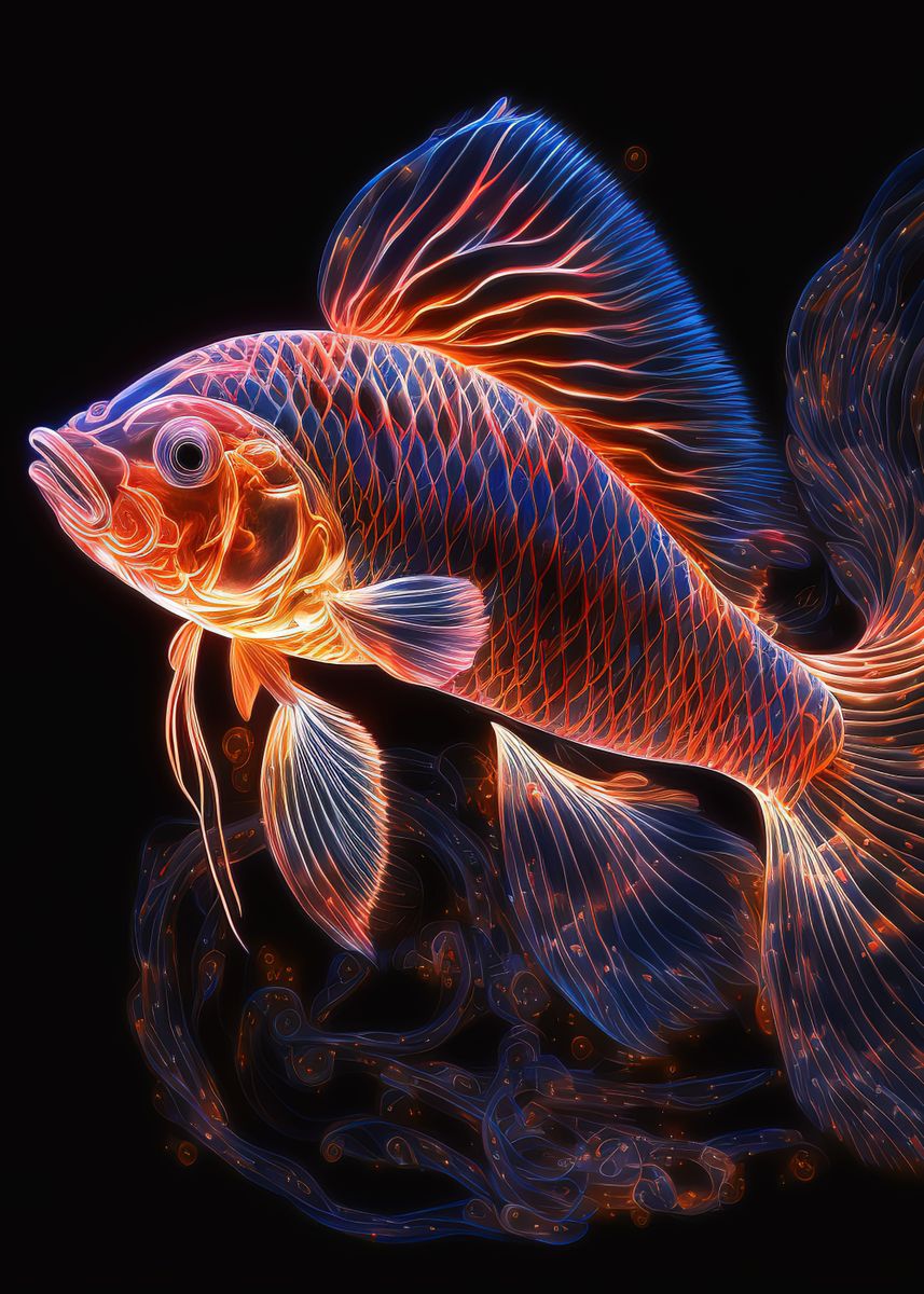 'Cute Betta Fish' Poster, picture, metal print, paint by MAD SPACE ...
