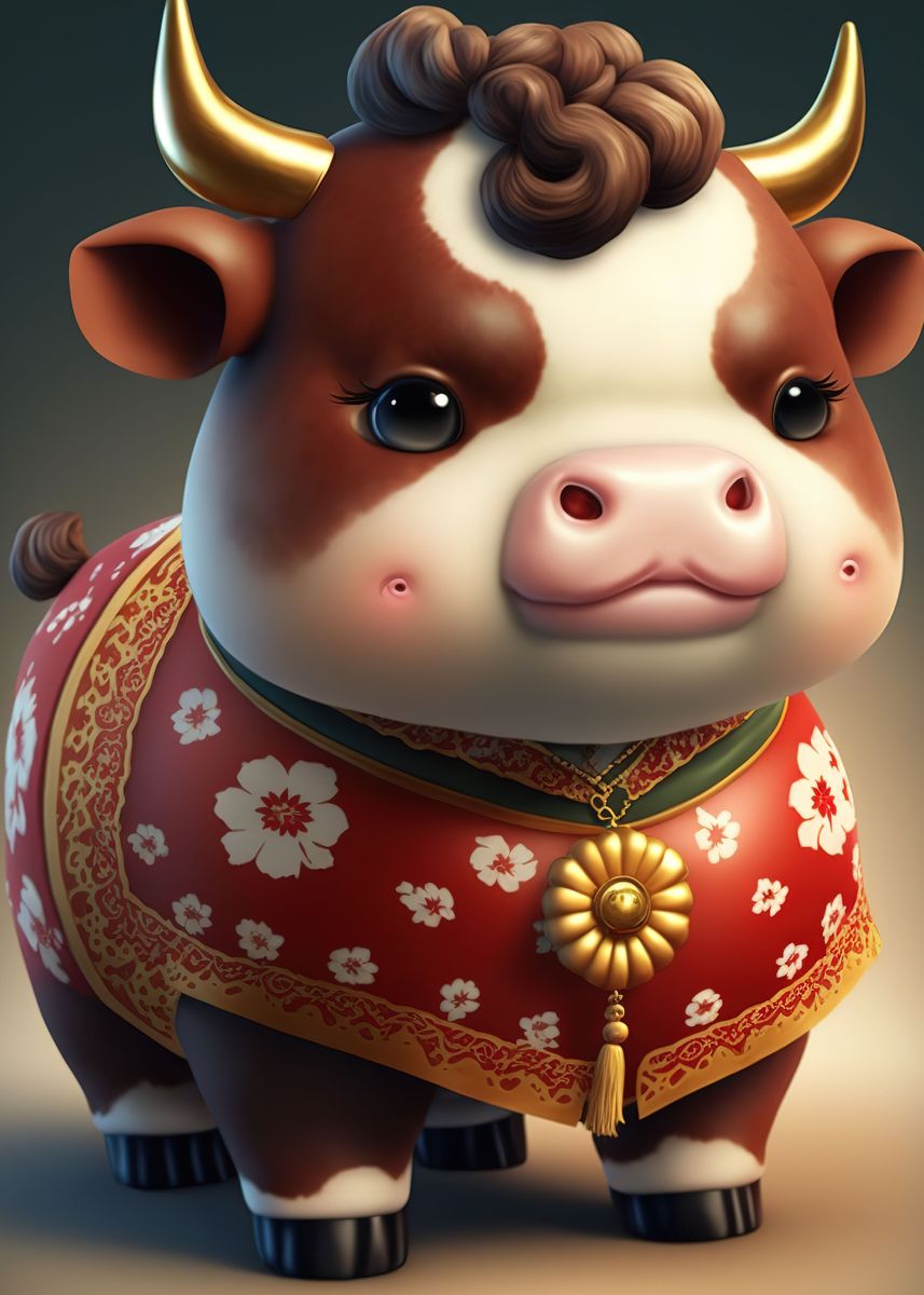 'cute bull ' Poster, picture, metal print, paint by Finlay Hibbert ...