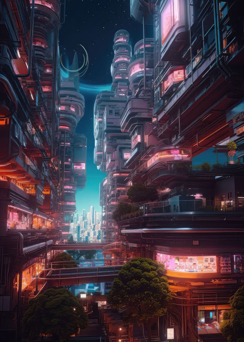 'Tokio Future Downtown' Poster by TrailbrazingArt | Displate