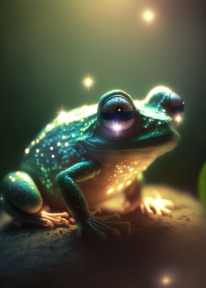 'cute frog ' Poster, picture, metal print, paint by MAD SPACE | Displate
