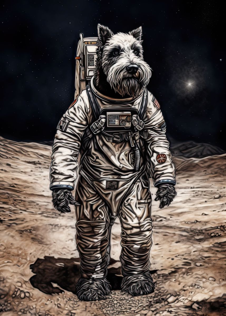 'Schnauzer Astronaut Mars' Poster, picture, metal print, paint by PetPrints | Displate