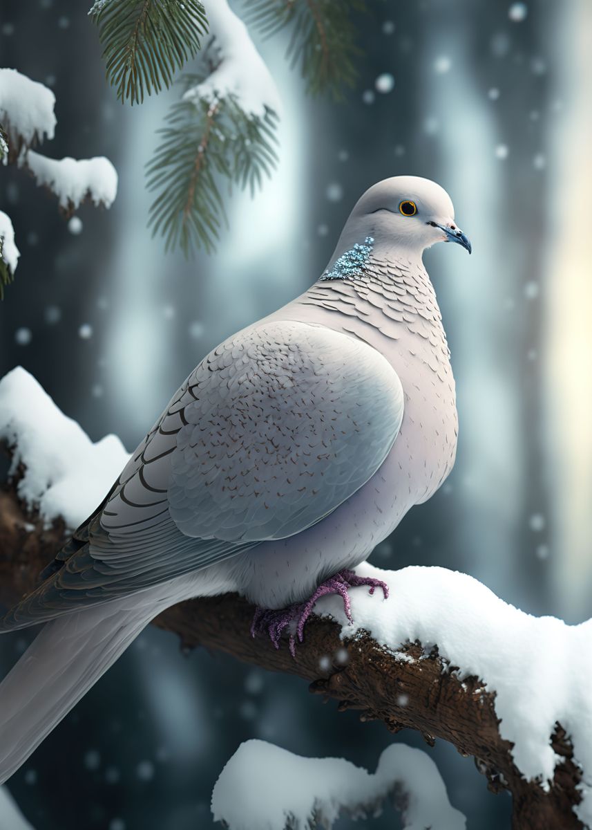 'Dove pigeon bird ' Poster, picture, metal print, paint by Jena | Displate