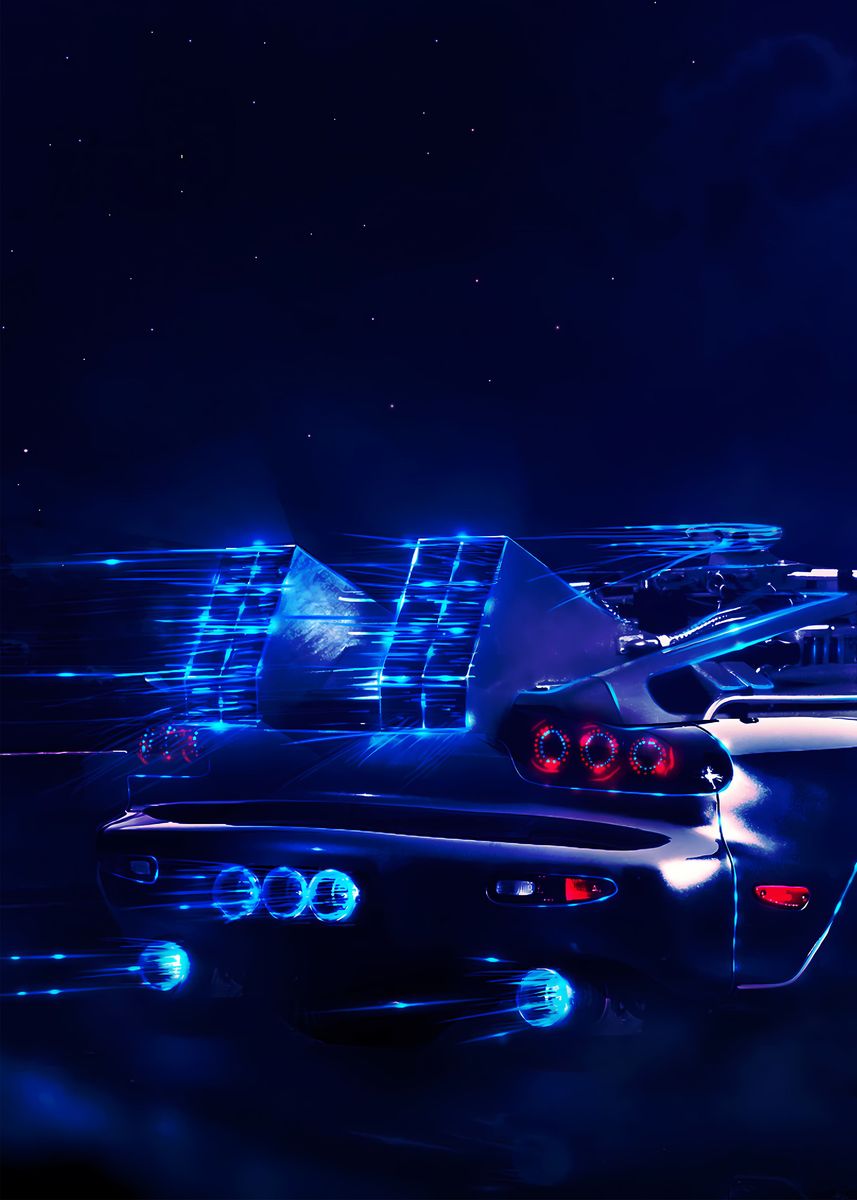 'Mazda Rx 7 Rocket Neon' Poster by Lunaxys Artwork | Displate