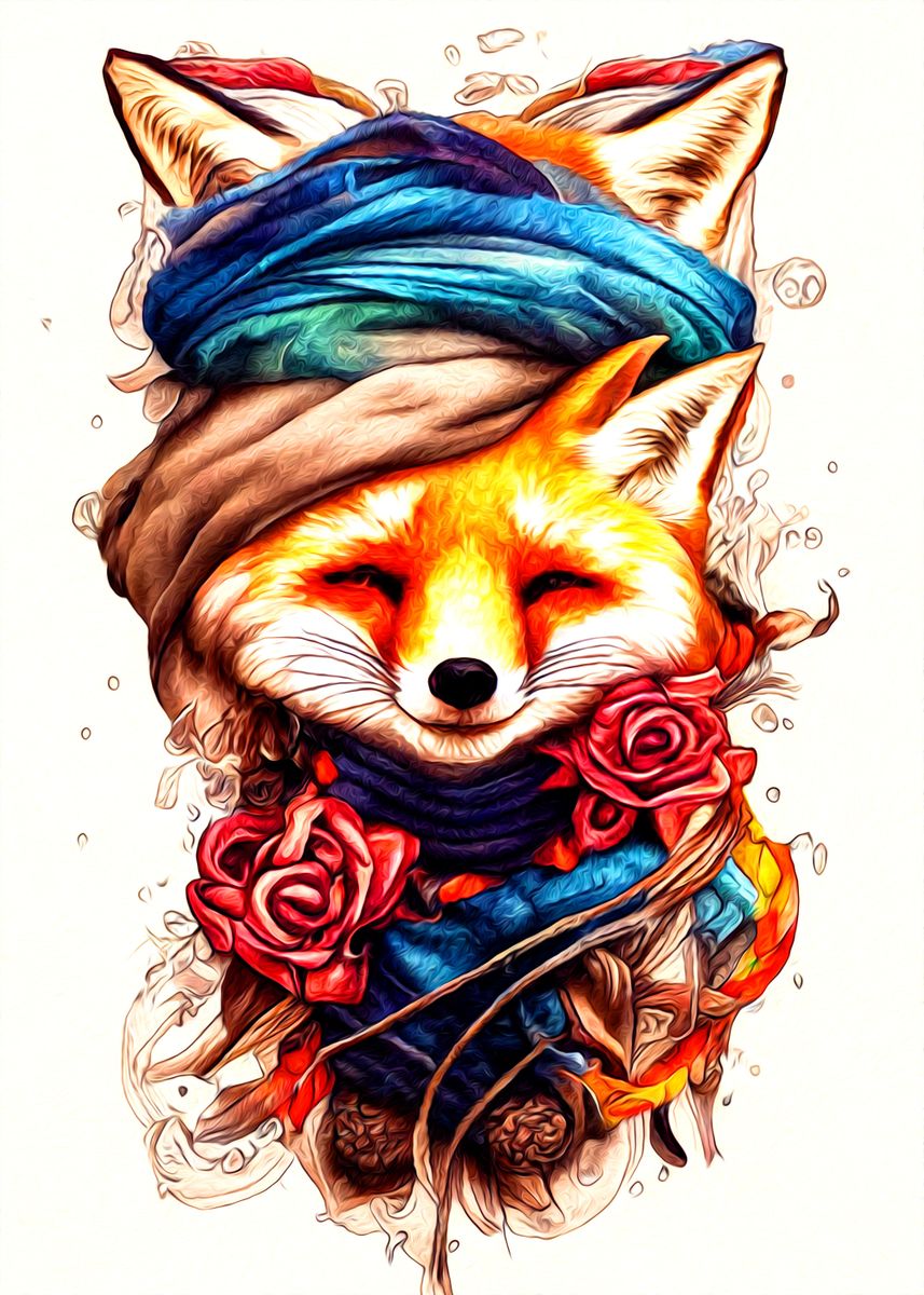 'Fox' Poster, picture, metal print, paint by set more | Displate