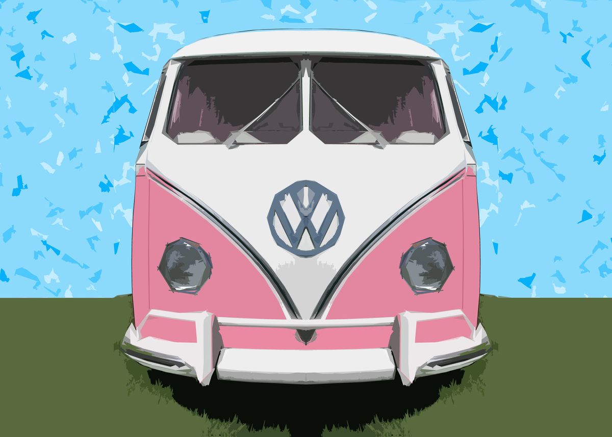 'VW Kombi Van in Pink' Poster by Bruce Stanfield | Displate