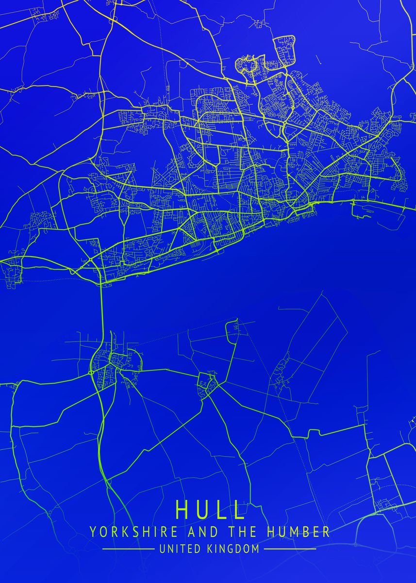 'Hull and Humber City Map ' Poster, picture, metal print, paint by Gigi ...