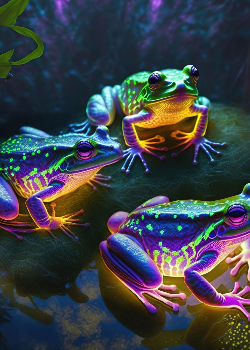 'cute frog ' Poster, picture, metal print, paint by MAD SPACE | Displate