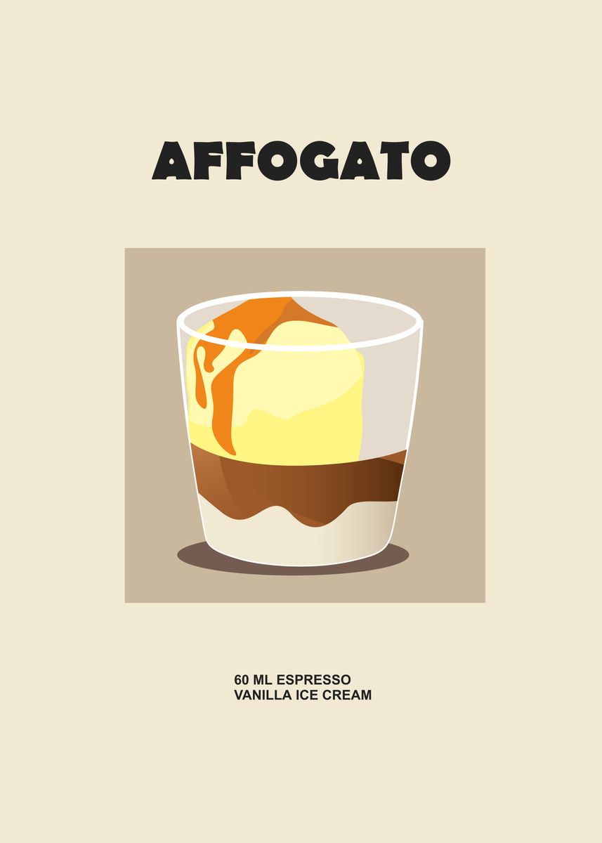 'affogato ingredients' Poster, picture, metal print, paint by Ratna ...
