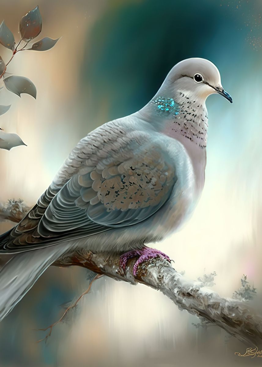 'Dove pigeon bird ' Poster, picture, metal print, paint by Jena | Displate