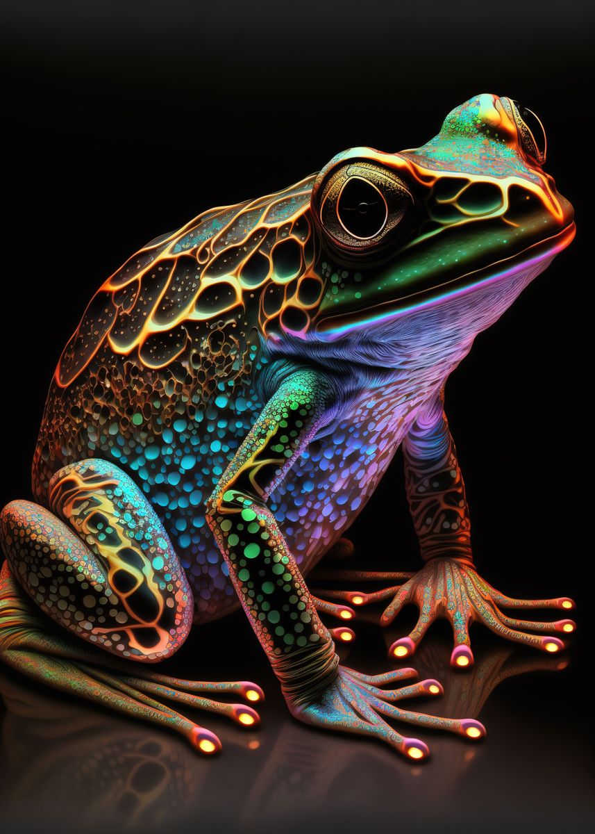 'cute frog ' Poster, picture, metal print, paint by MAD SPACE | Displate