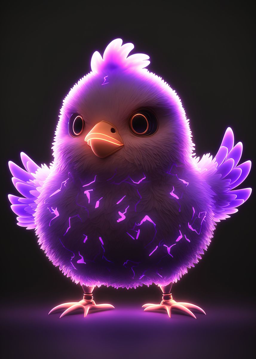 'glow chicken' Poster, picture, metal print, paint by King Kean | Displate