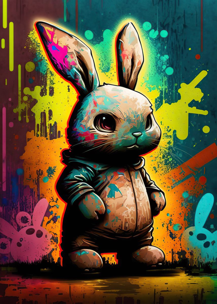 'Bunny colorful' Poster, picture, metal print, paint by paxtonronalda ...