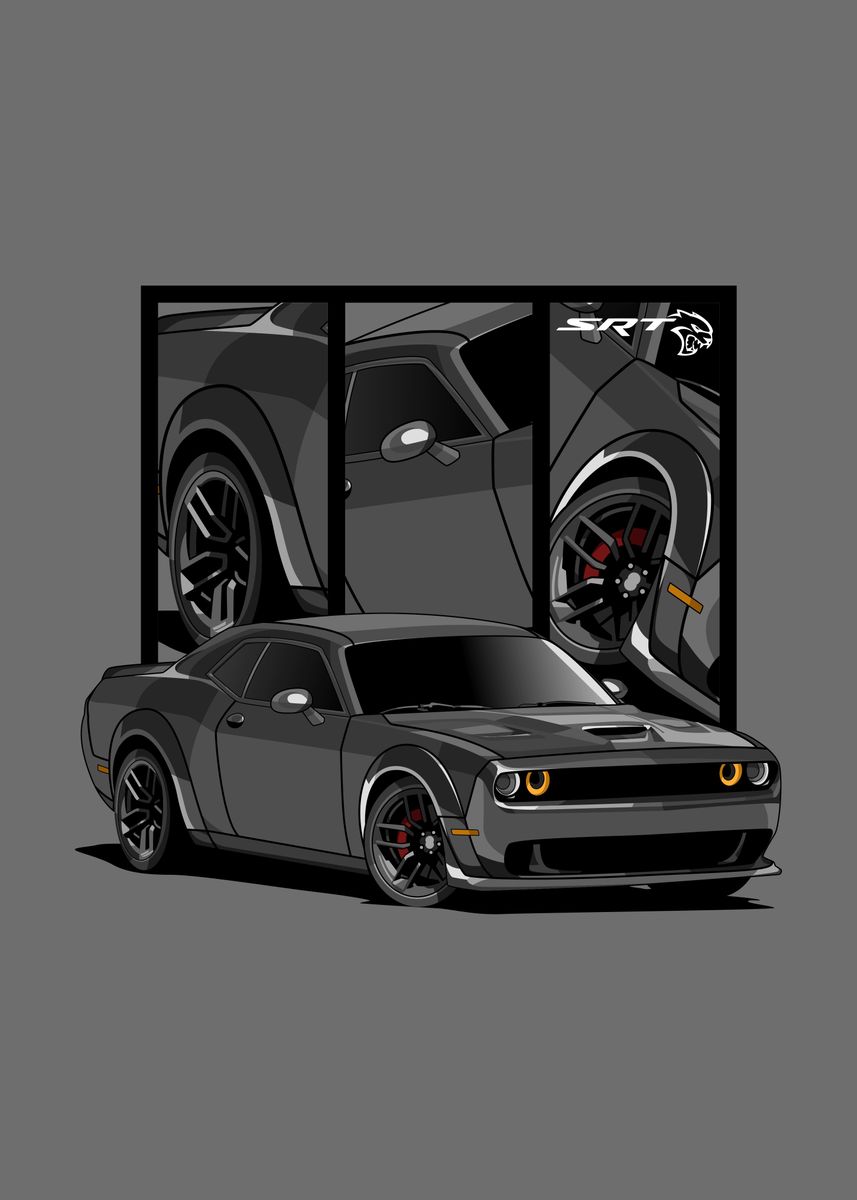 'Dodge Challenger Hellcat' Poster, picture, metal print, paint by ...