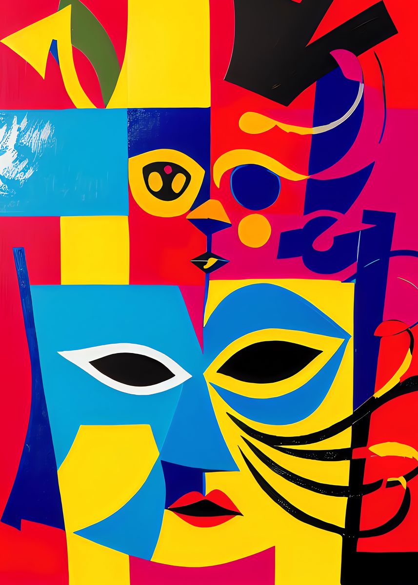 'Carnival Collage Poster' Poster, picture, metal print, paint by ...