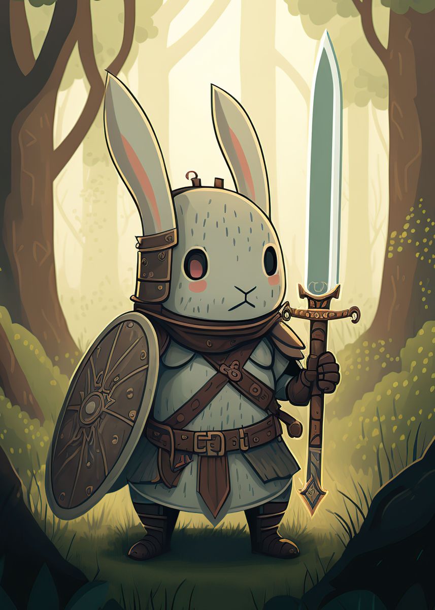 'Warrior rabbit ' Poster, picture, metal print, paint by Silhouette ...