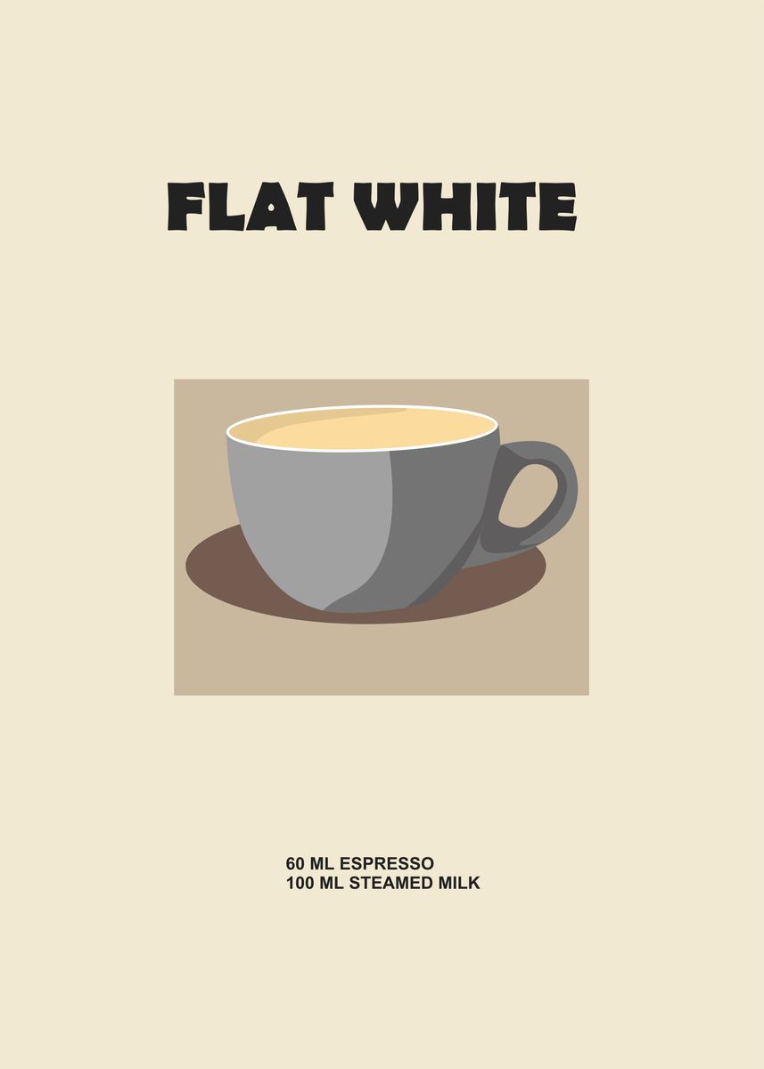 'flat white coffee' Poster, picture, metal print, paint by Ratna Mutia ...