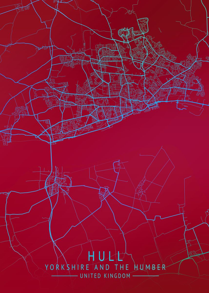 'Hull and Humber City Map ' Poster by Gigi Bgm | Displate