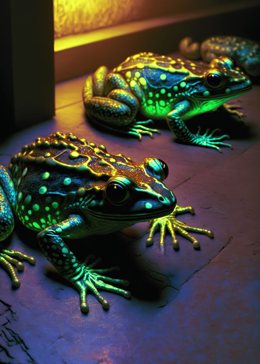 'cute frog ' Poster, picture, metal print, paint by MAD SPACE | Displate