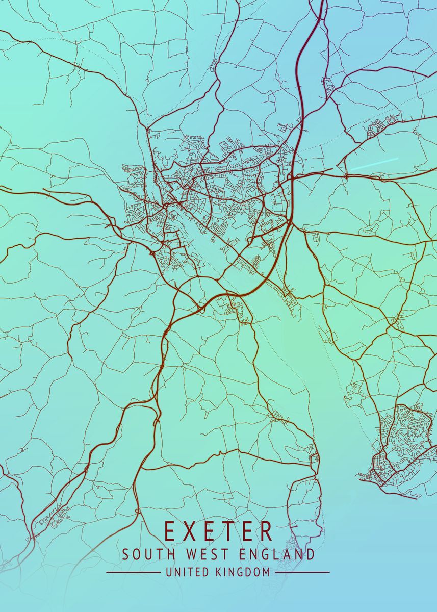 'Exeter UK City Map ' Poster, picture, metal print, paint by Gigi Bgm ...
