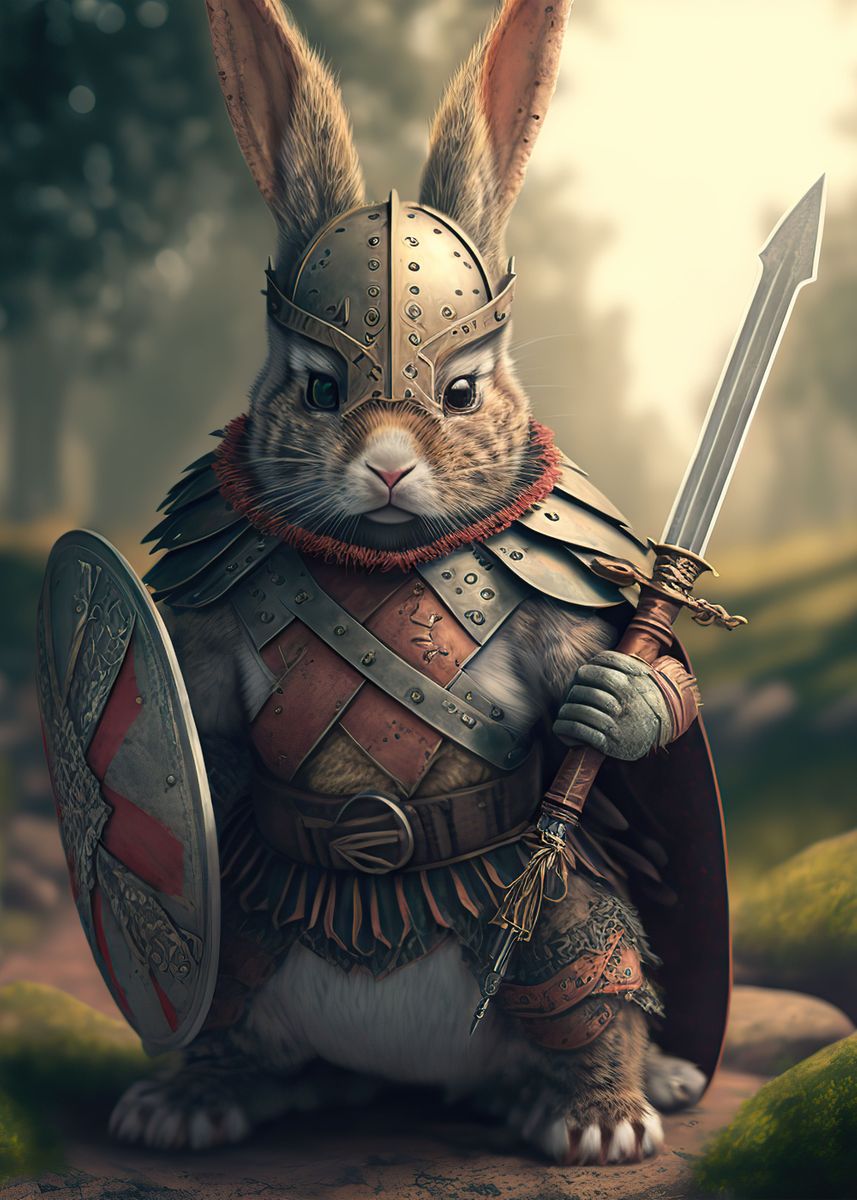 'Warrior rabbit ' Poster by Silhouette Anime Art | Displate