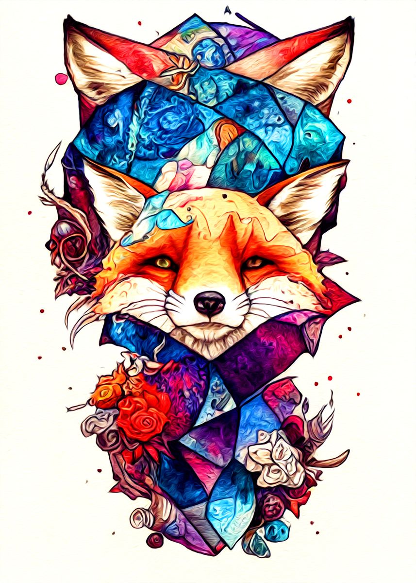 'Fox' Poster, picture, metal print, paint by set more | Displate