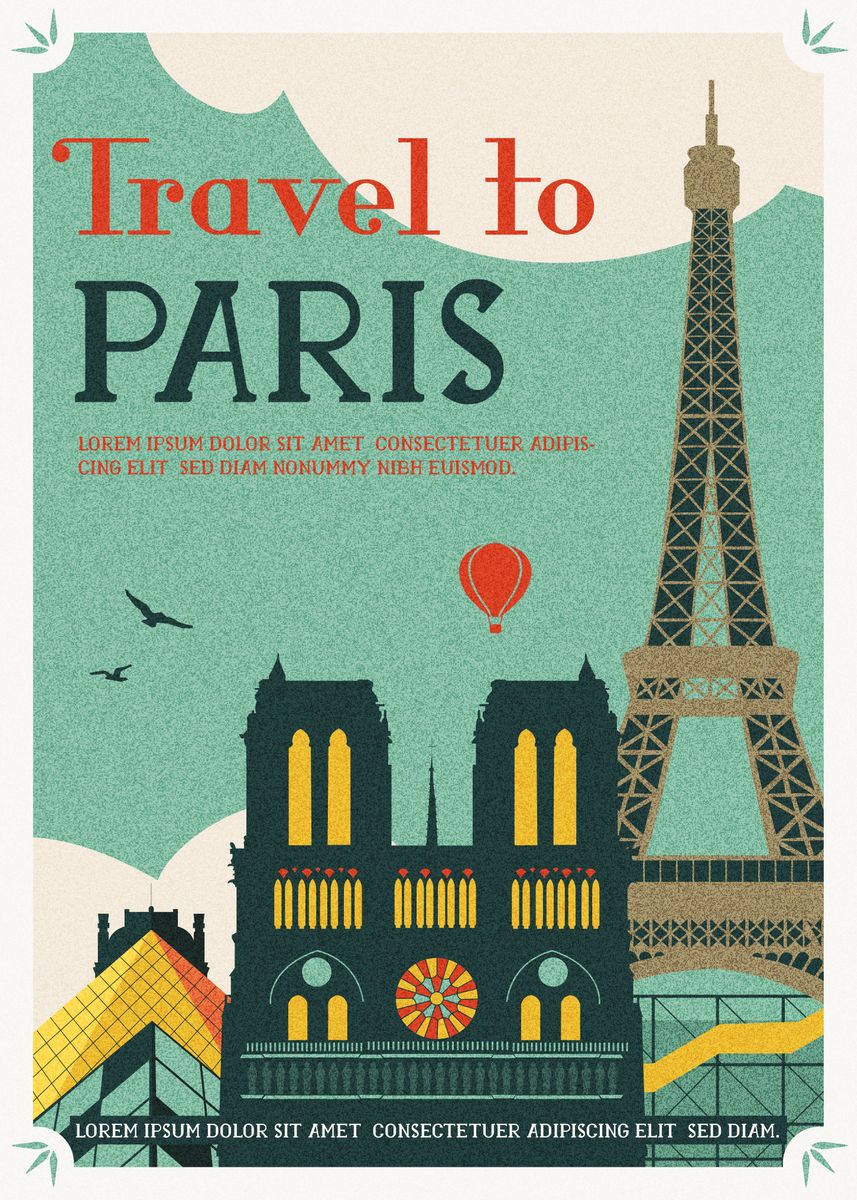'Travel To Paris France' Poster by jodotodesign | Displate