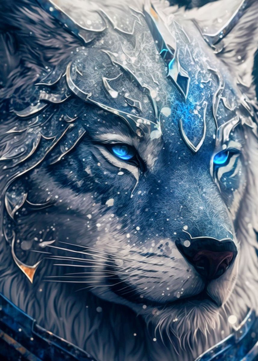 'wolf blue crystal' Poster, picture, metal print, paint by aris ...