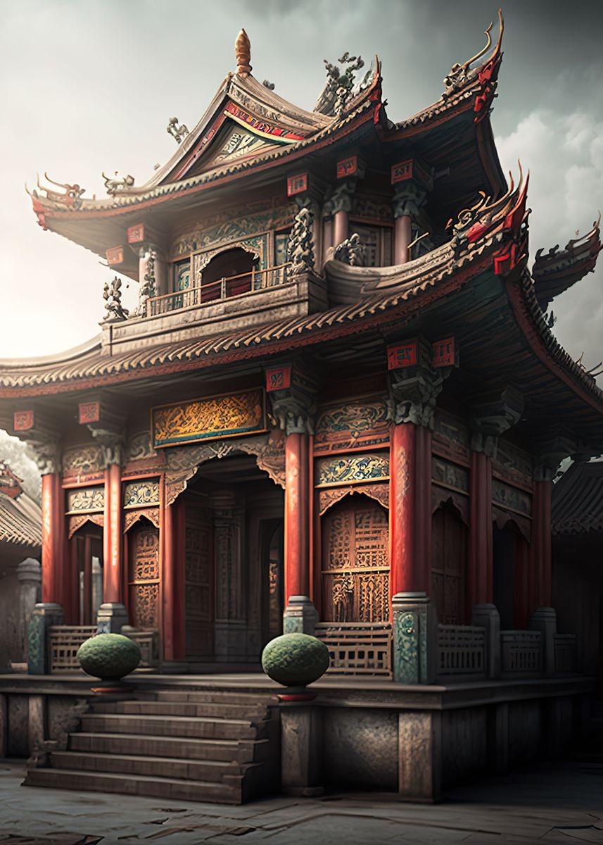 'chinese palace ' Poster, picture, metal print, paint by MatiasCurrie ...