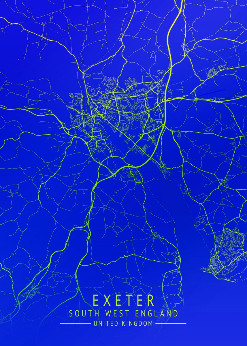 'Exeter UK City Map ' Poster, picture, metal print, paint by Gigi Bgm ...